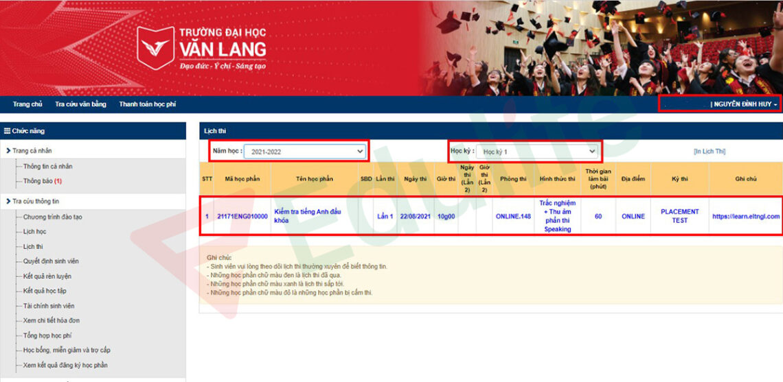 Cập nhật lịch thi, lệ phí thi A2 B1 Vstep Văn Lang 2024